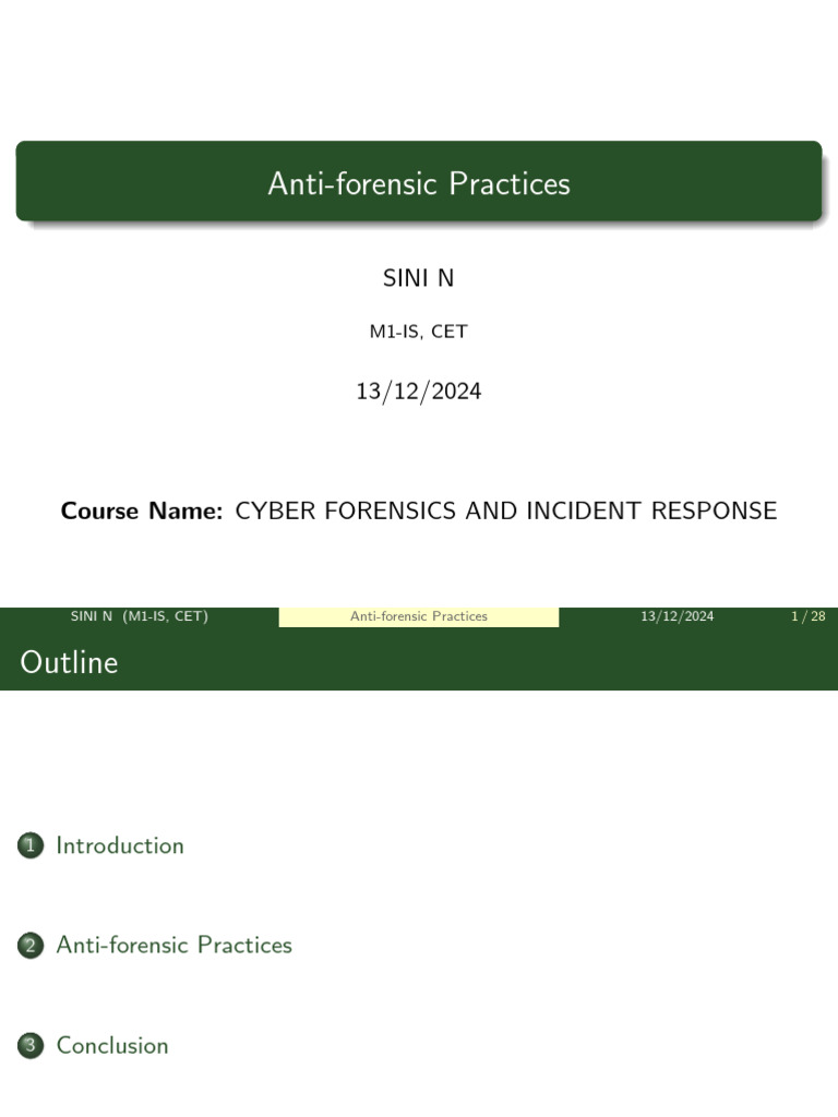 CF&IR Anti Forensic Practices | PDF | Computer Forensics | Computer Security