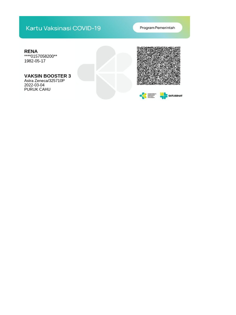 Master Data Vaksin Booster 1 Vaksin 3 Mantap Rena Dan Gini | PDF