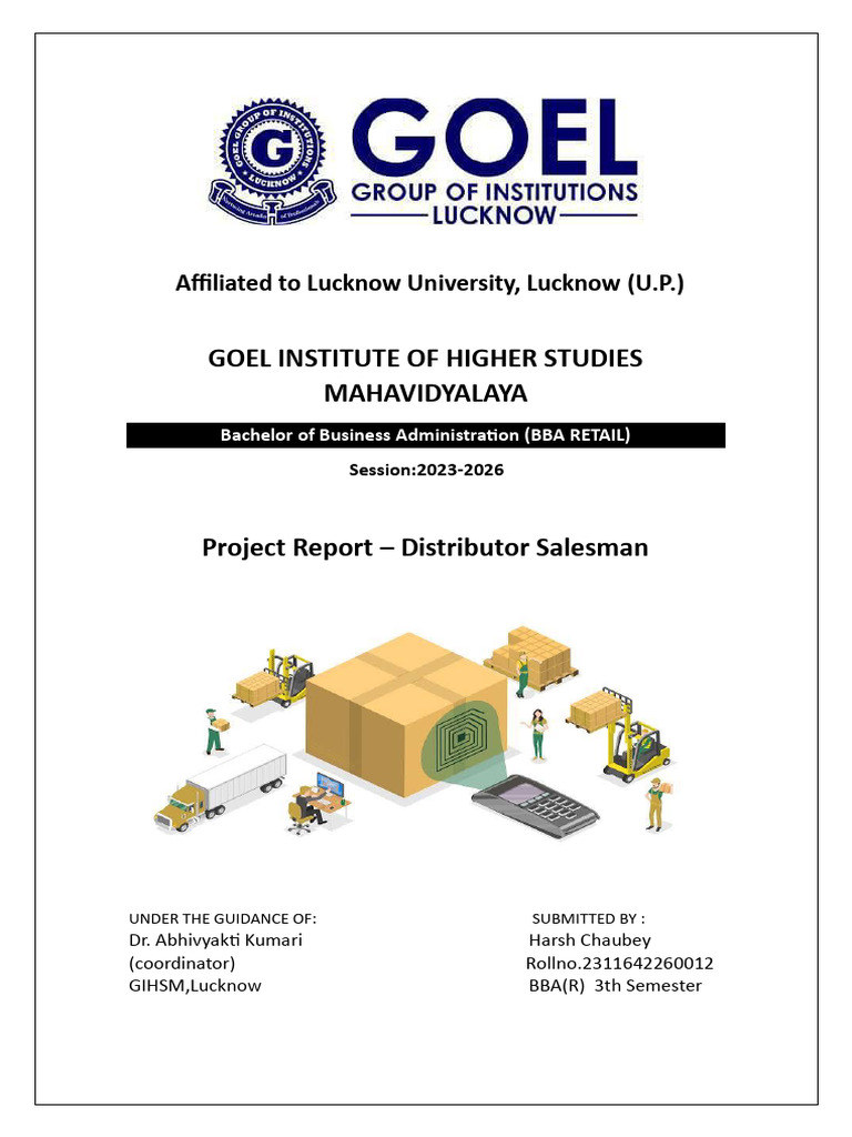 Distributor Salesman Project Report BBA | PDF | Retail | Convenience Store