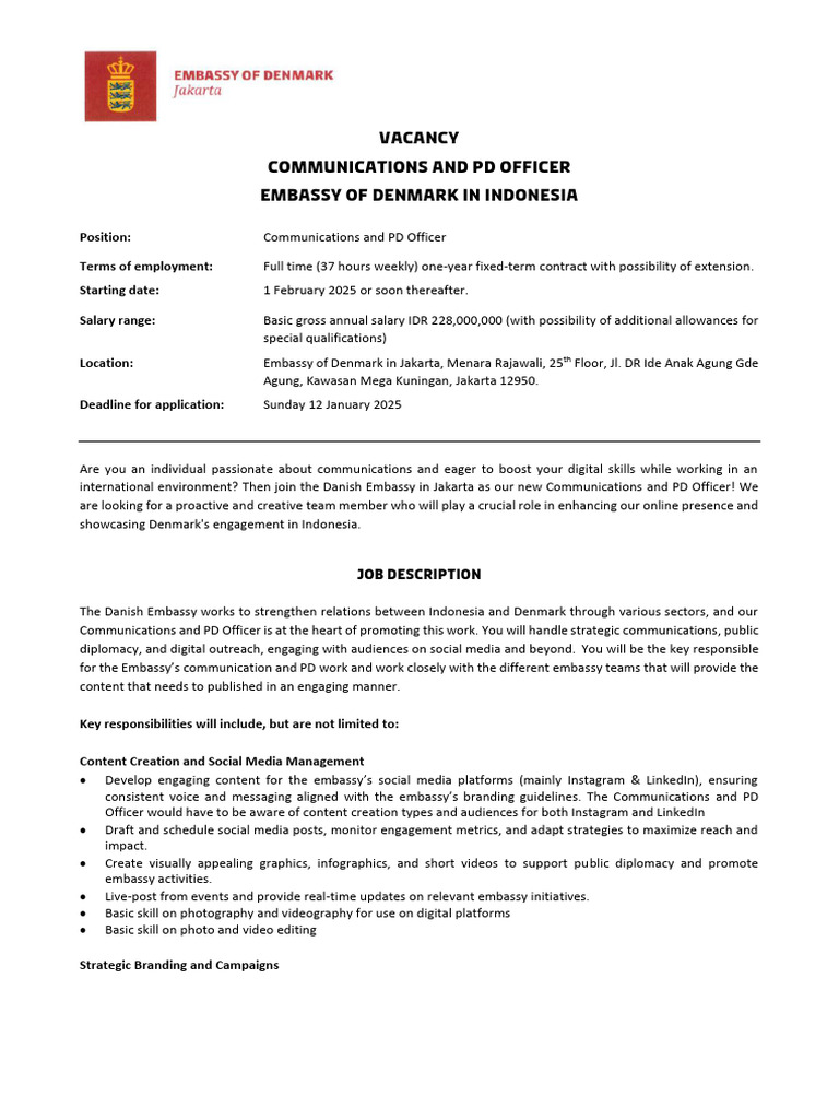Communications Officer Vacancy in Jakarta | PDF | Social Media ...
