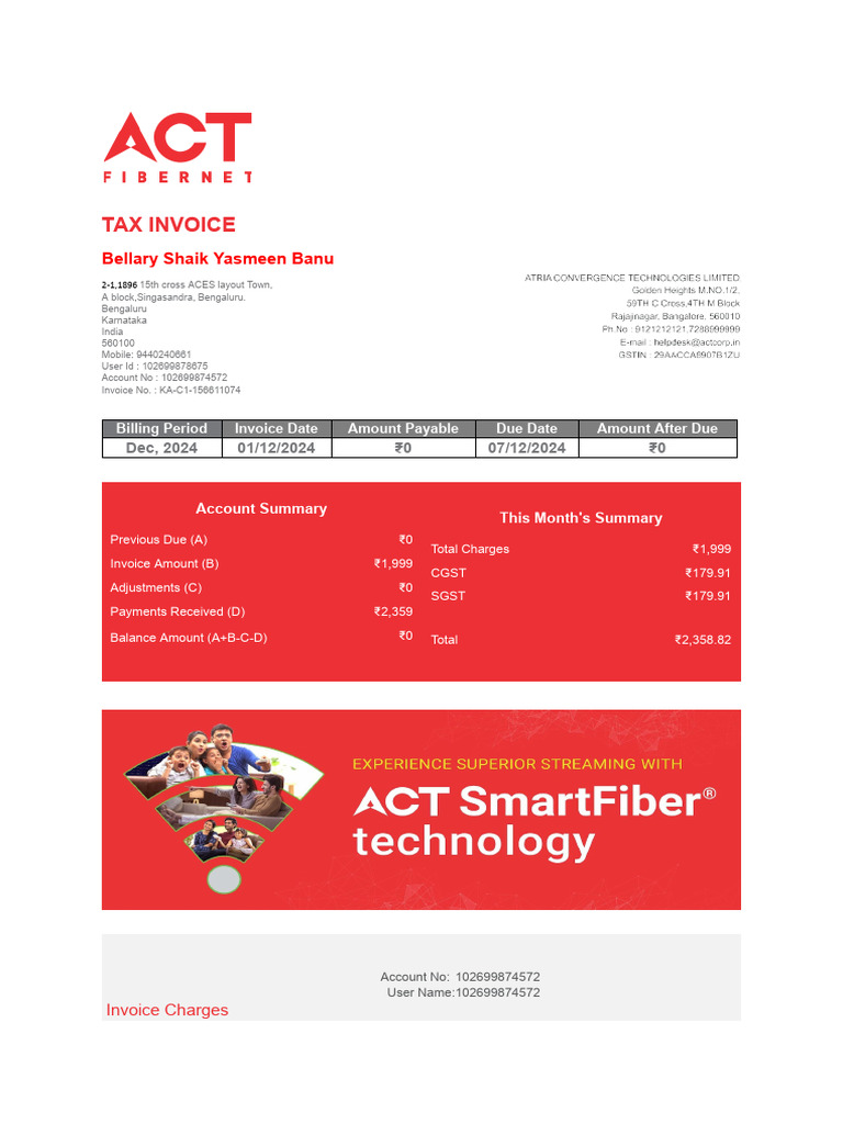 TAX INVOICE WIFI dec | PDF | Taxes | Payments