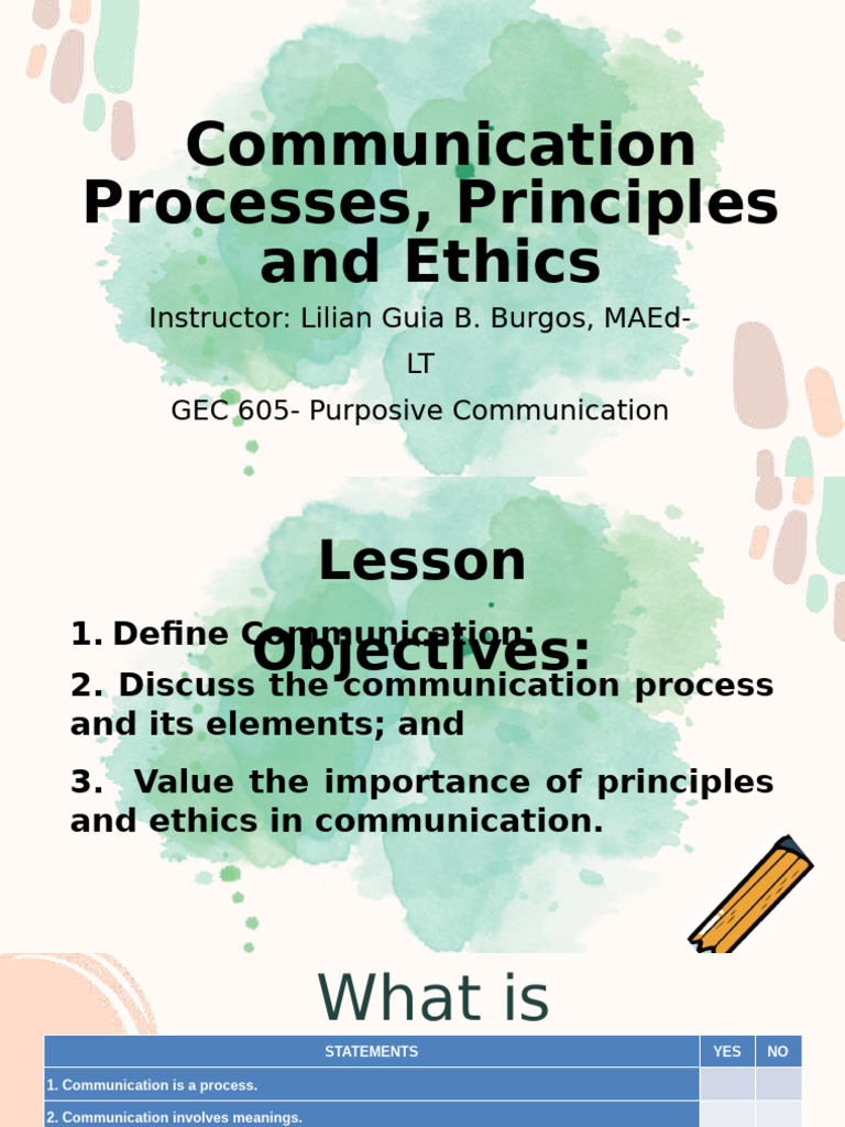 Munication Processes, Principles and Ethics | PDF | Communication ...