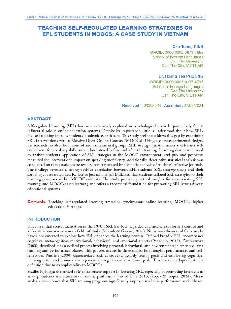 10 17718-Tojde 1440472-3743196 | PDF | Self Efficacy | Metacognition