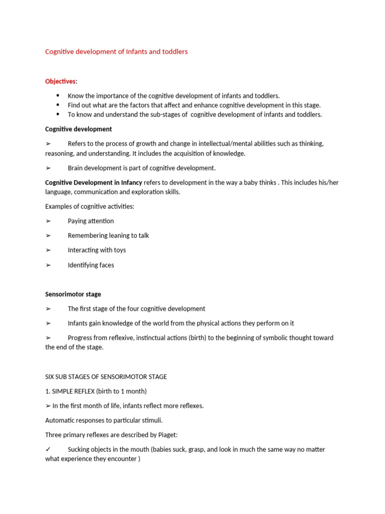 Cognitive Development of Infants and Toddler1 | PDF | Cognitive Development | Language Acquisition