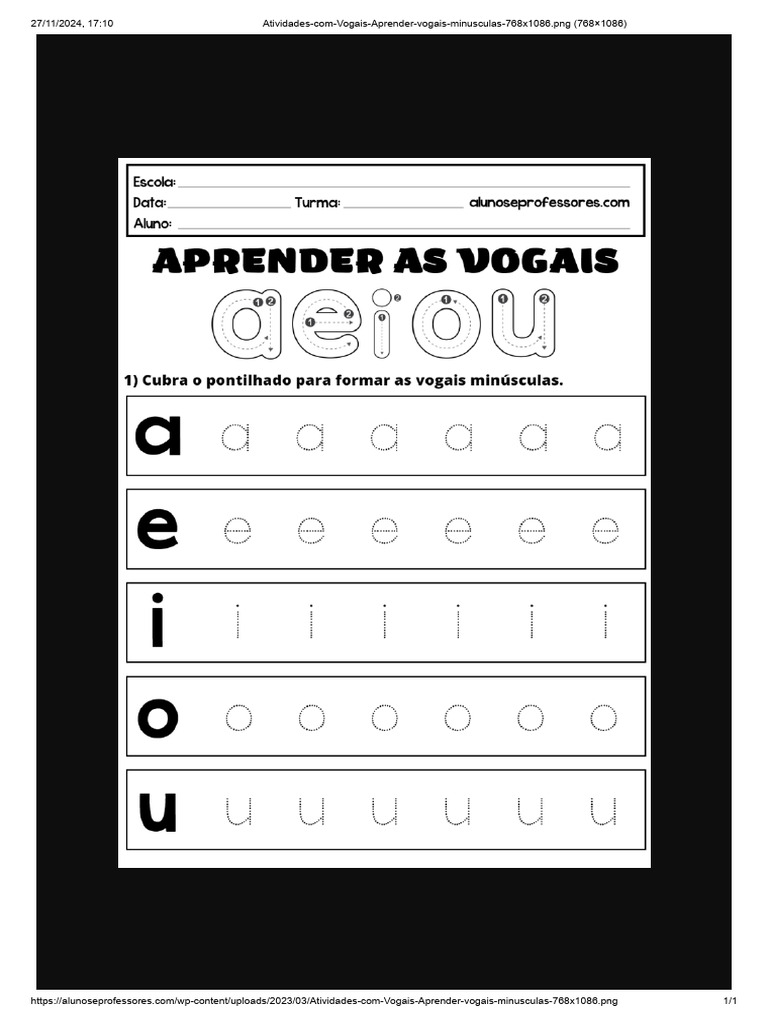 Atividades Com Vogais Aprender Vogais Minusculas 768x1086 | PDF