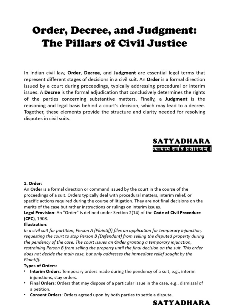 Order, Decree and Judgement | PDF | Lawsuit | Judgment (Law)