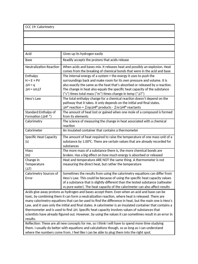 CCC 19 Notes | PDF | Heat | Chemistry