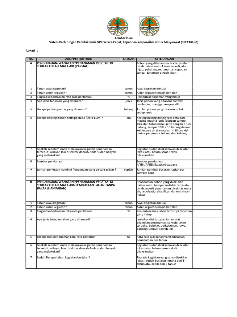 Lembar Isian SPECTRUM | PDF