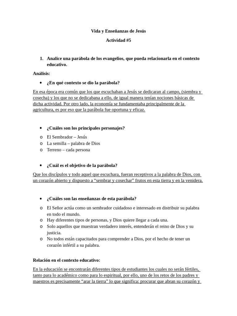 Parábola Aplicada Al Contexto Educativo | PDF