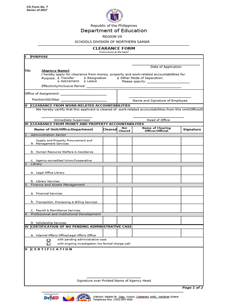 Cs Form No.7 Clearance 1 | PDF | Business