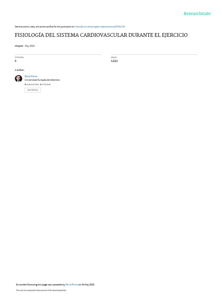Fisiología Del Sistema Cardiovascular Durante El Ejercicio: David Poma ...