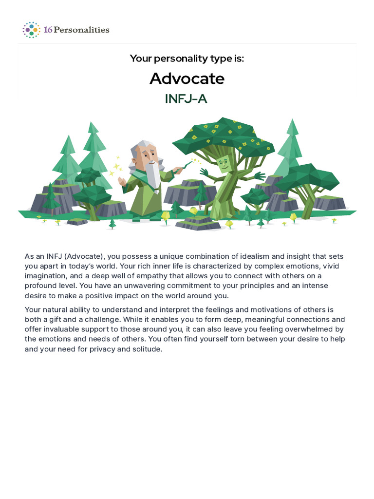 INFJ Personality (Advocate) - 16personalities | PDF | Psychological Resilience | Empathy