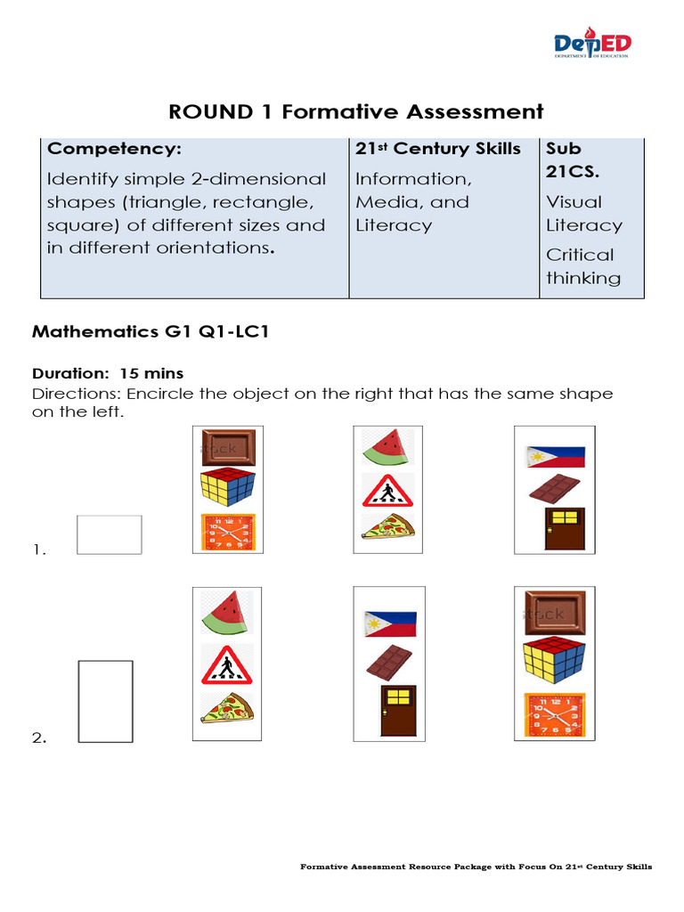 G1 Math Q1 - Complete | PDF | Shape | Rectangle