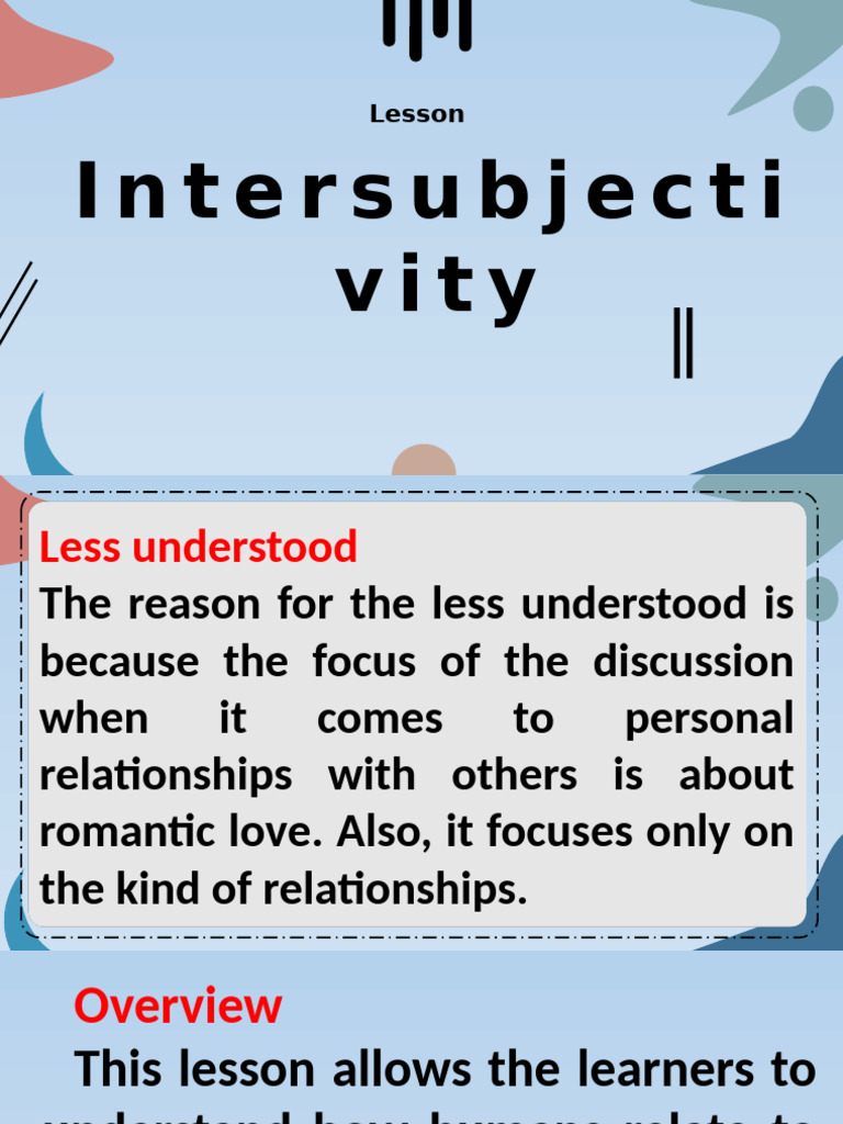 Philosophy Lesson 6. Intersubjectivity | PDF | Empathy | Emotions