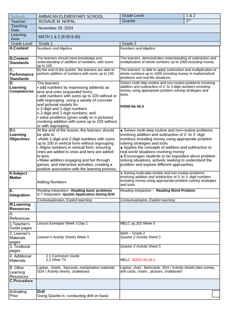 DivDemo_2nd Quarter_Math-Final | PDF | Learning | Mathematics