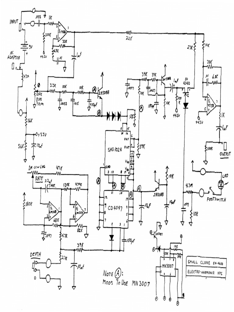 Electro Harmonix Small Clone Delay Schematic | PDF