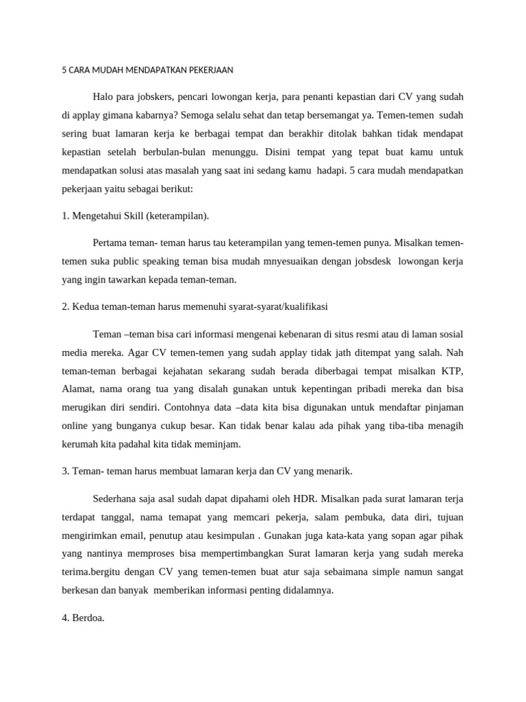 5 Cara Mudah Agar Diterima Bekerja | PDF