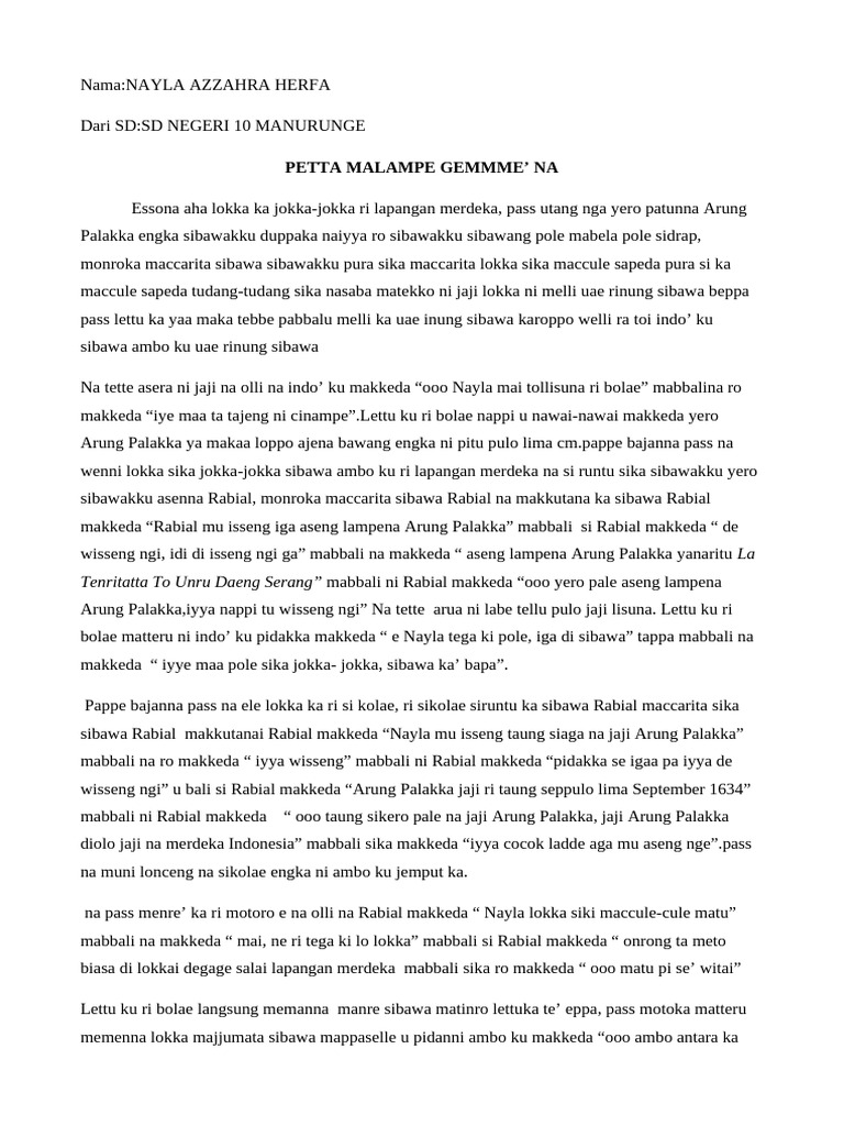 Cerita Nayla dan Arung Palakka | PDF