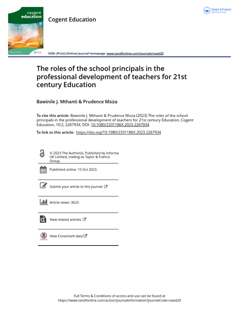 The Roles of The School Principals in The Professional Development of ...