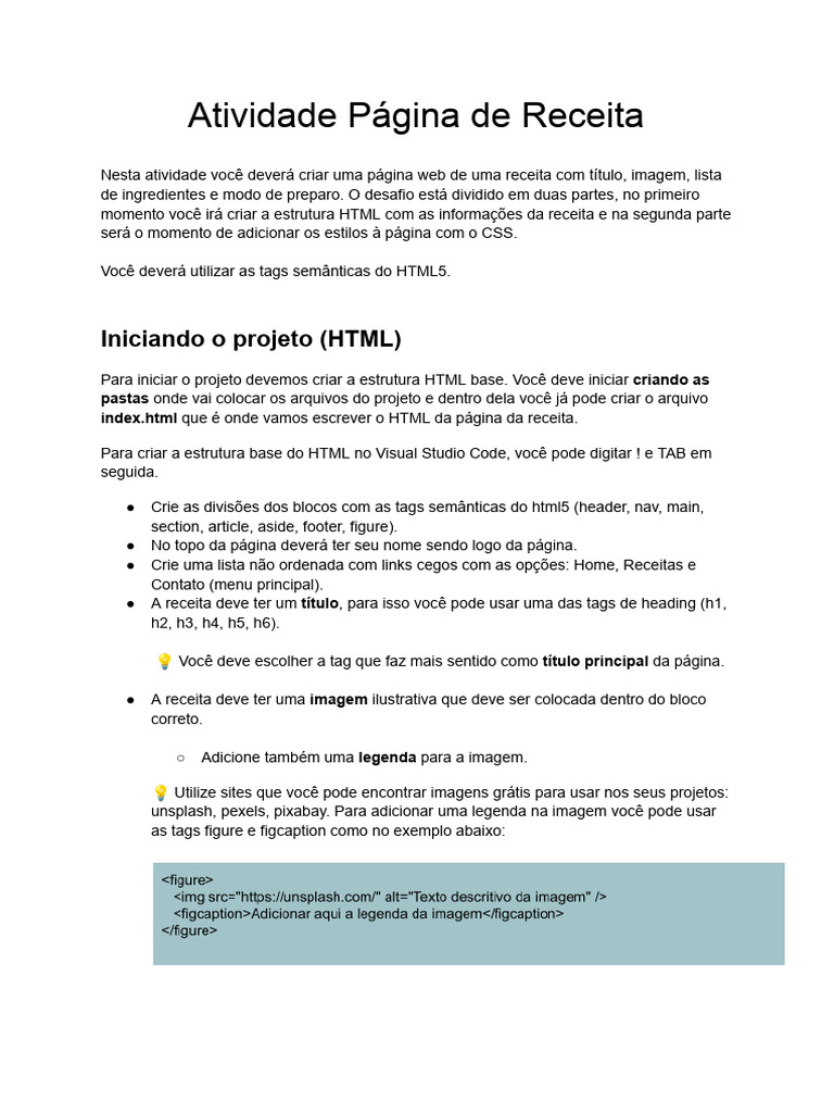 Atividade Página de Receita | PDF | Html | W3C