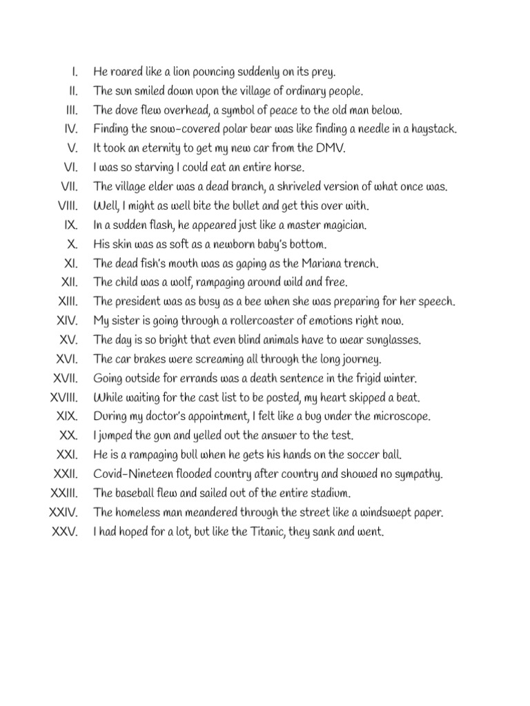 Figurative Language Practice Test | PDF