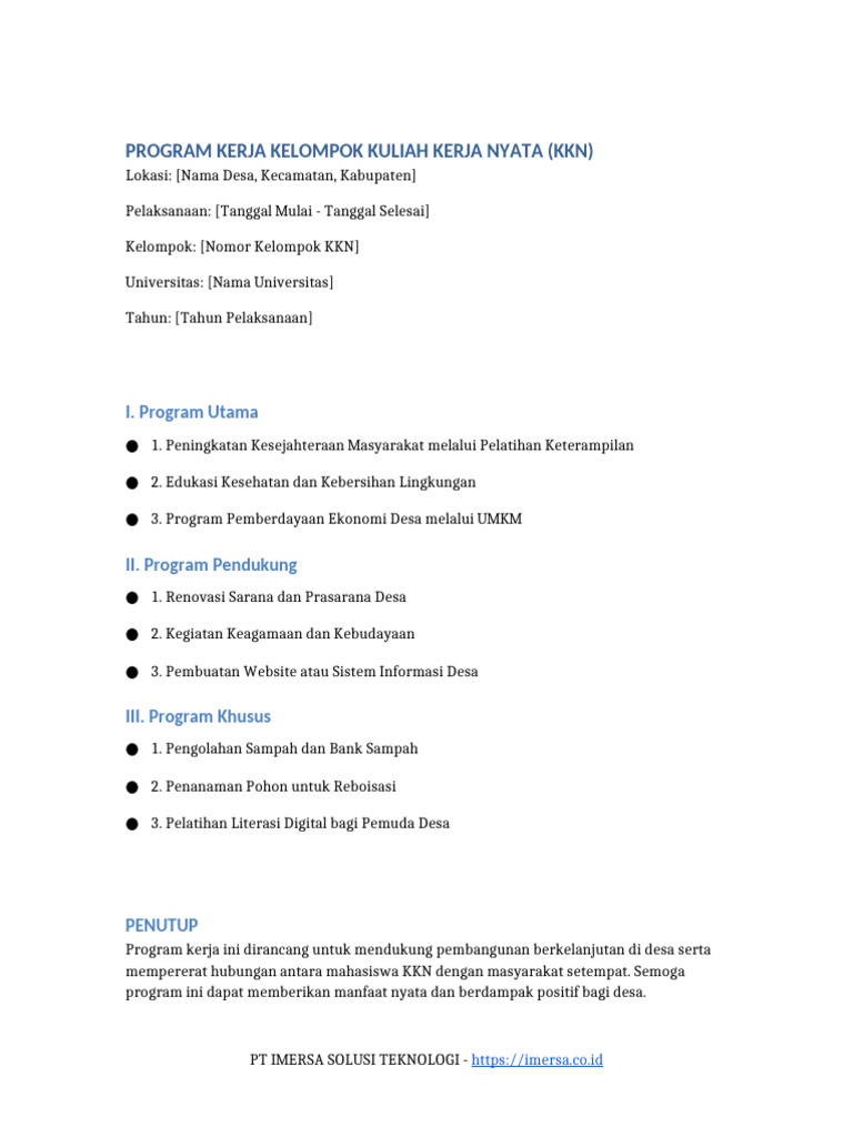 Proker KKN Di Desa | PDF
