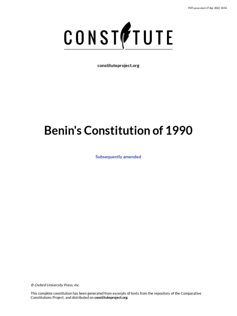 Benin_1990-en | PDF | Suffrage | Constitution