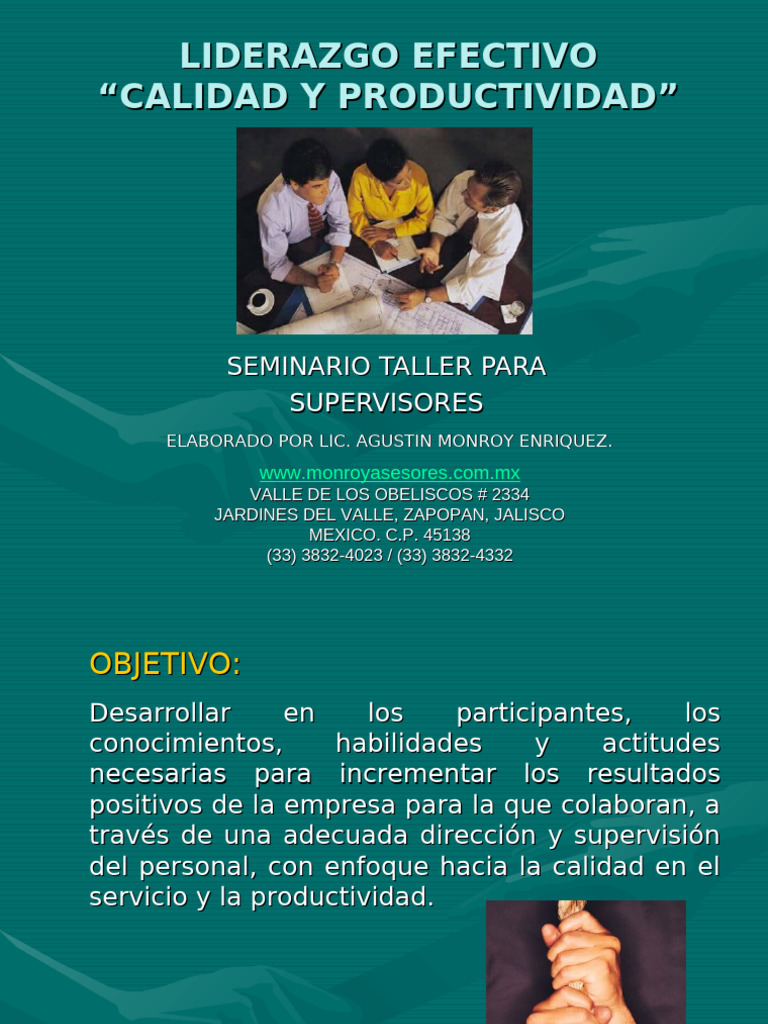MATERIAL CURSO SUPERVISORES CALIDAD & PRODUCTIVIDAD | PDF | Calidad ...