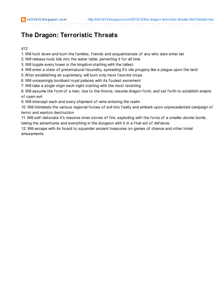 roll The_Dragon_Terroristic_Threats | PDF