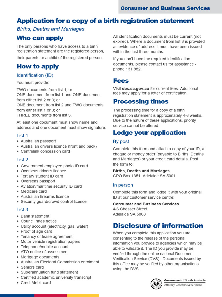 Birth Registration Statement Form | PDF | Identity Document | Birth ...