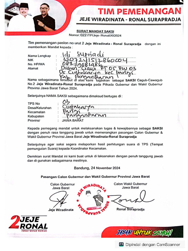 Surat Mandat Tps 03 | PDF