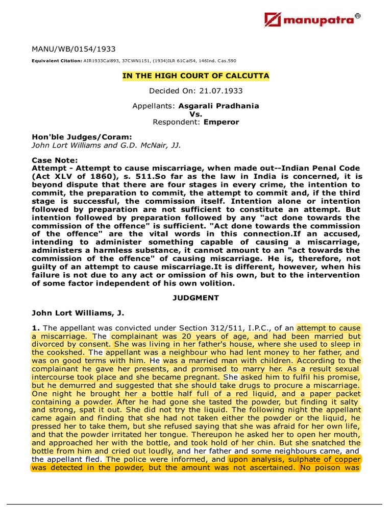 3 Asgarali - Pradhania - Vs - Emperor | PDF | Crimes | Crime & Violence