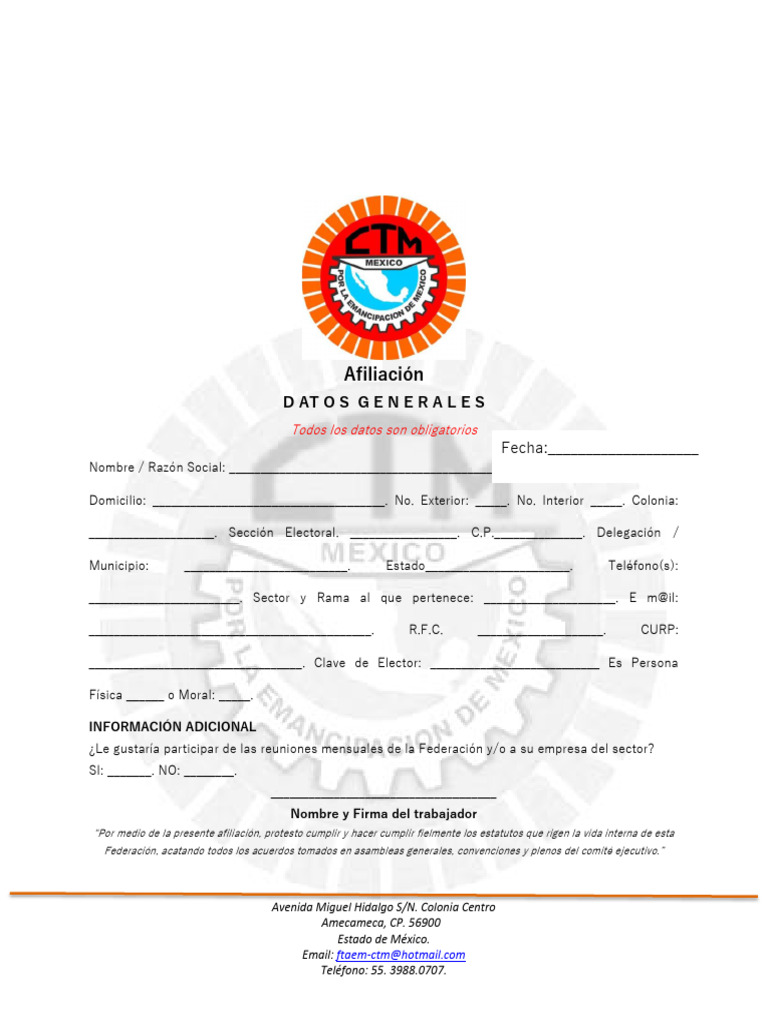 Afiliación a la CTM en Amecameca | PDF