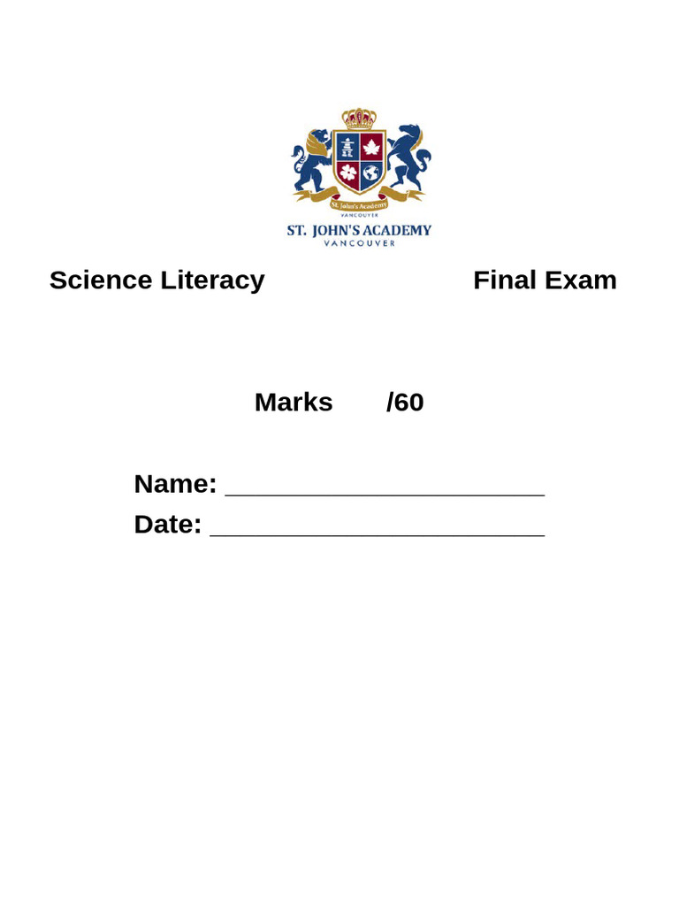 Science Literacy Final Exam Guide | PDF | Earth | Rock (Geology)