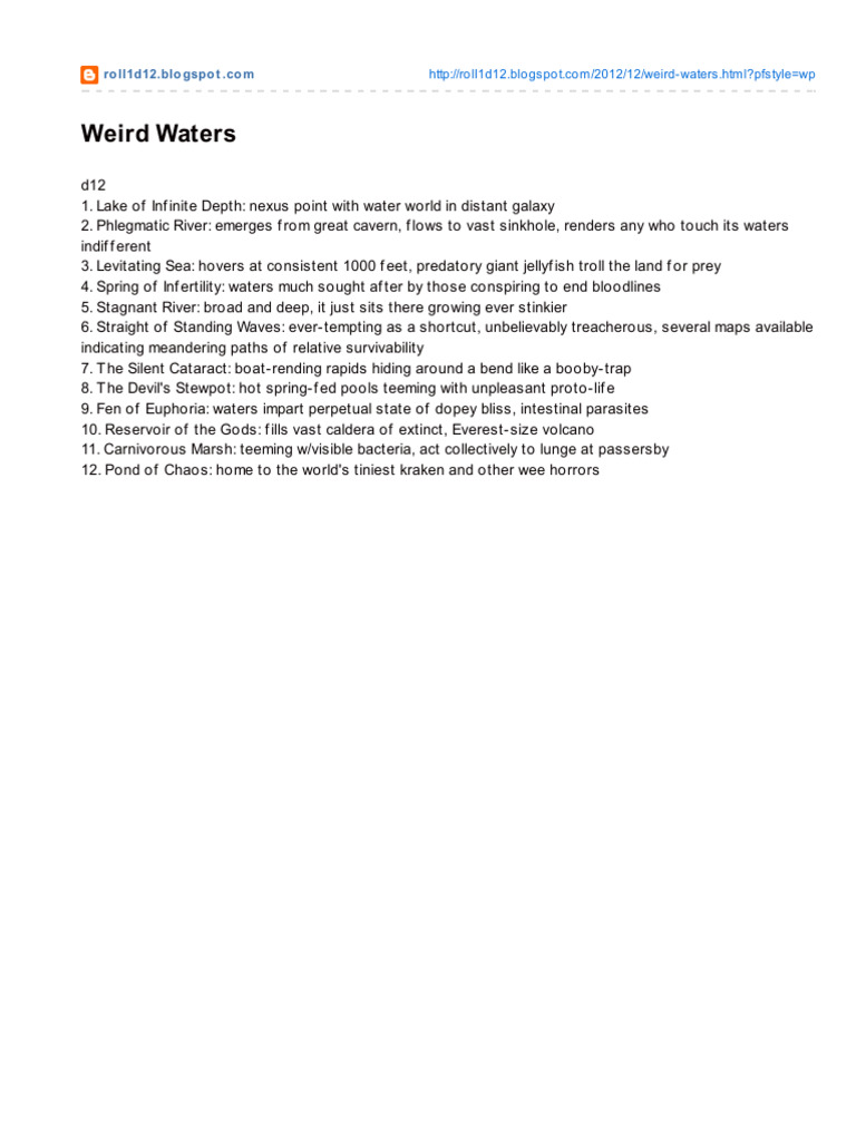 roll Weird_Waters | PDF