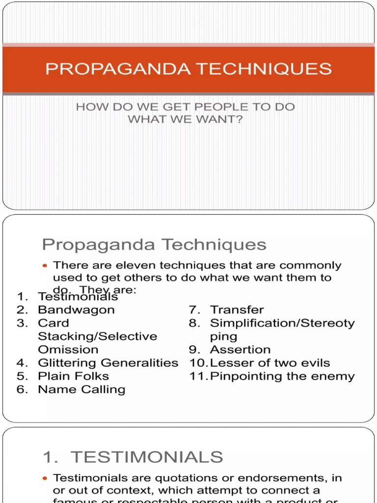 Propaganda techniques PPT | PDF