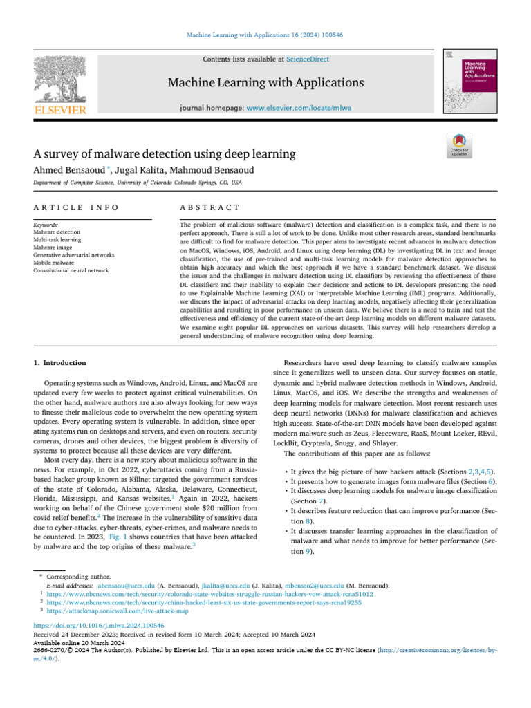 A Survey of Malware Detection Using Deep Learning | PDF | Malware | Ransomware