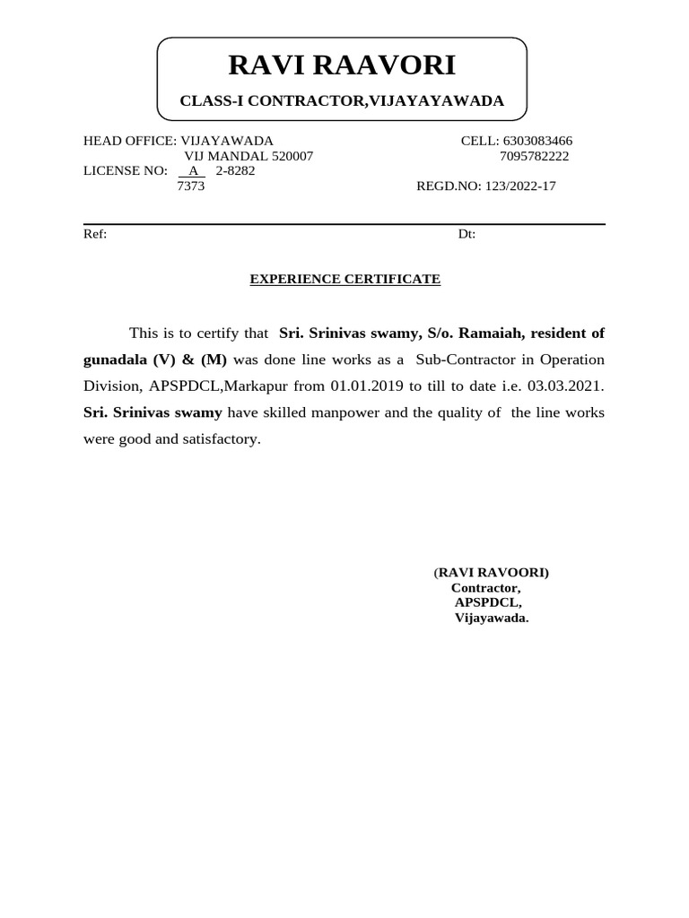 Experience Certificate | PDF