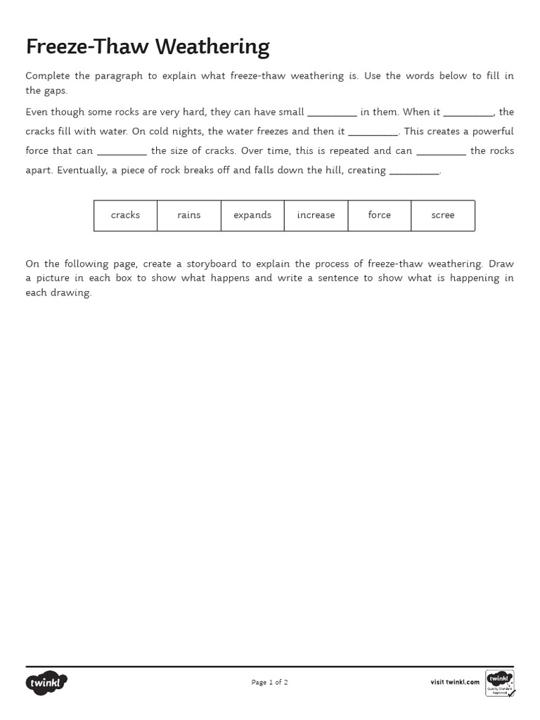 Freeze Thaw Weathering Activity Sheet | PDF
