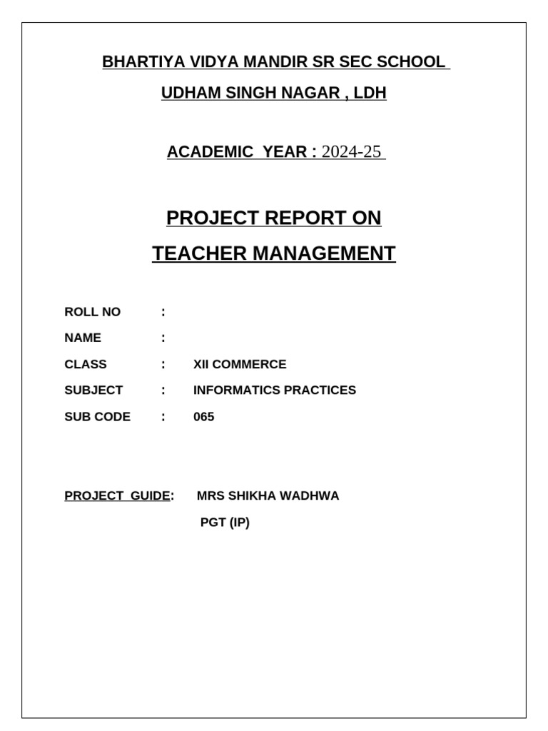 Teacher Management Project | PDF | Computing