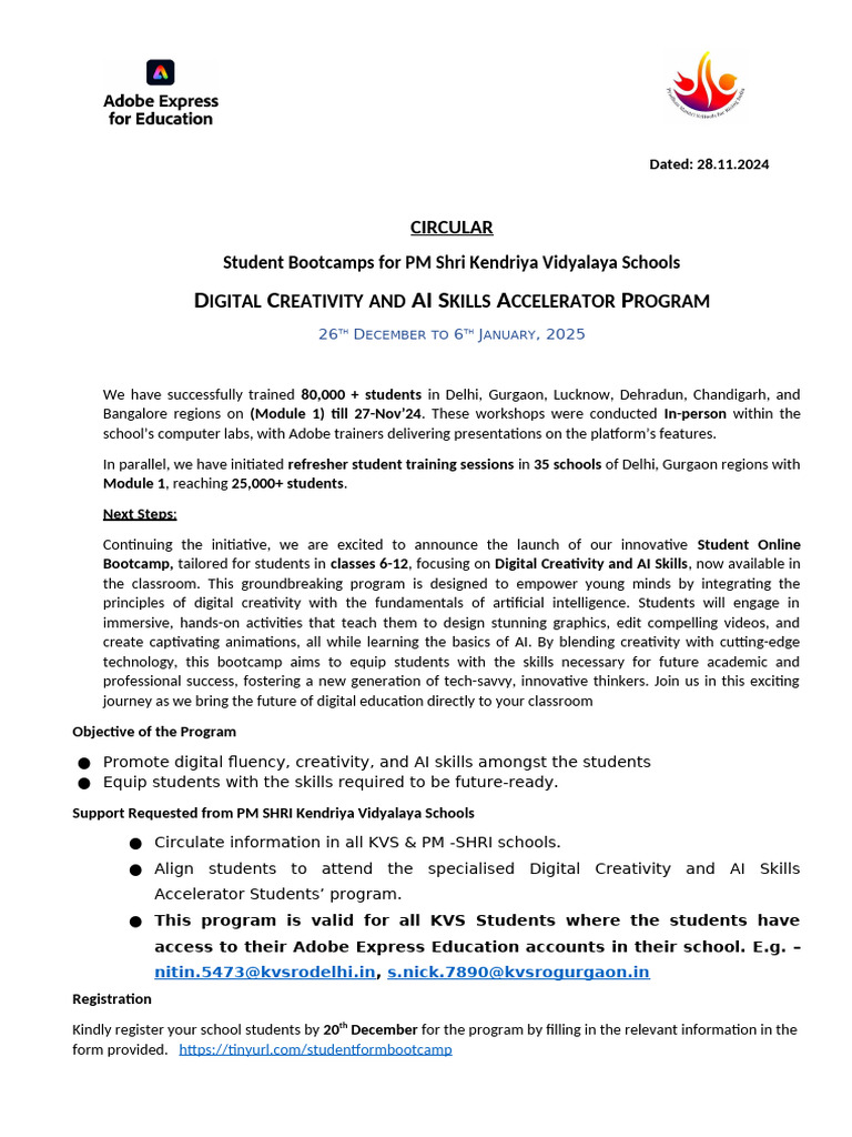 KVS Digital Creativity Bootcamp 2025 | PDF | Adobe Photoshop | Human ...