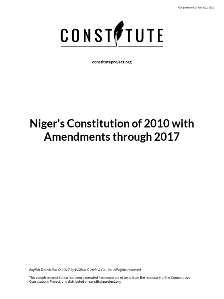 Niger Constitution 2010-2017 Overview | PDF | Human Rights | Ex Post ...
