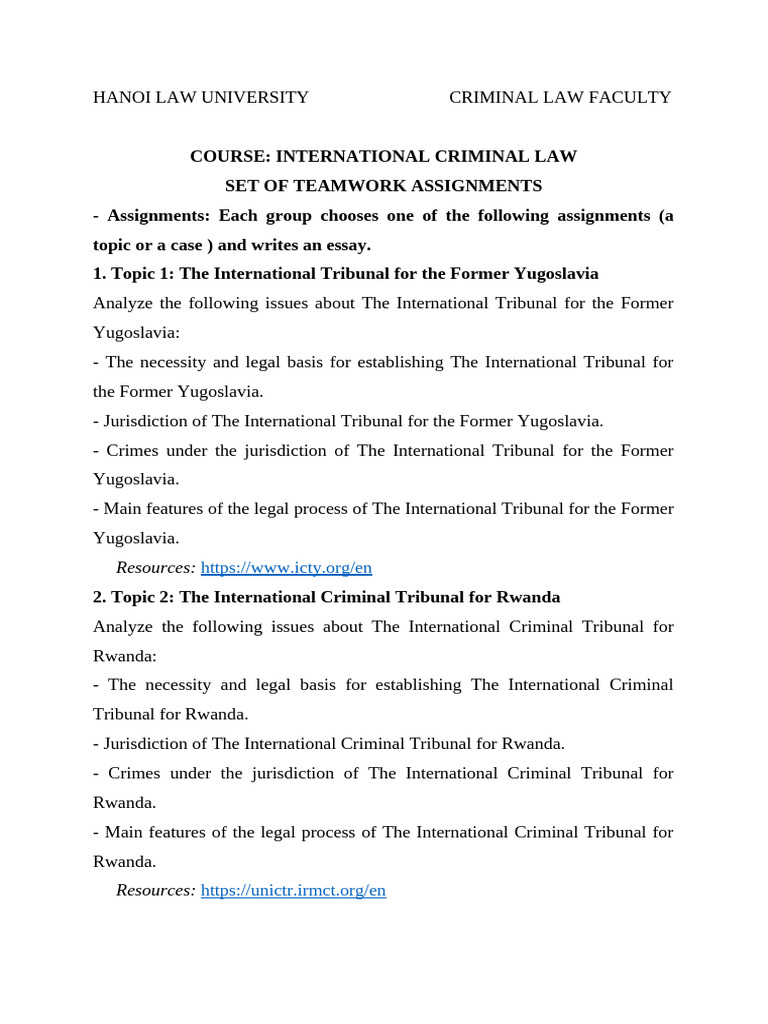 International Criminal Law Assignments | PDF | International Criminal ...