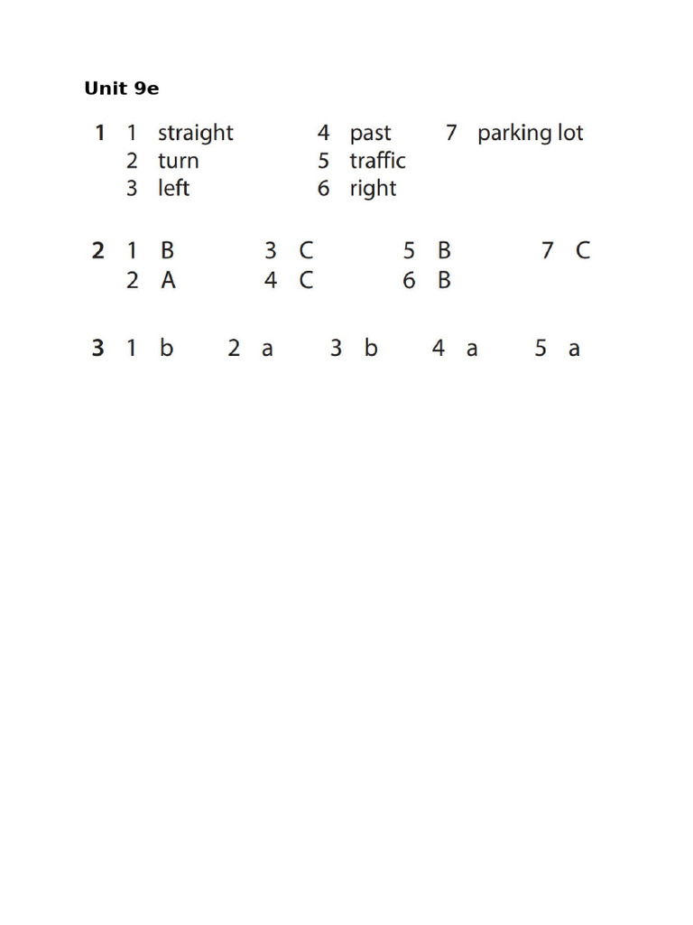 Answer Key Unit 9e+9f | PDF