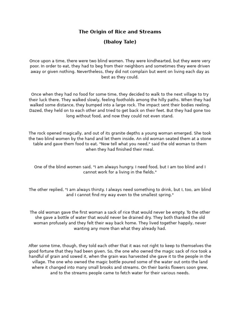 The Ibaloy Tale of Rice and Streams | PDF