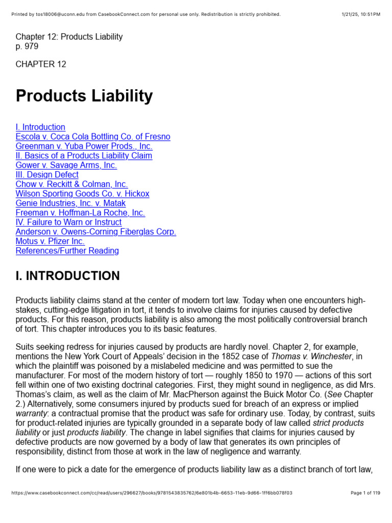 Products Liability | PDF | Product Liability | Negligence