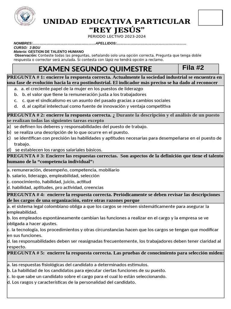 F1 Exa GTH | PDF | Gestión de recursos humanos | Business