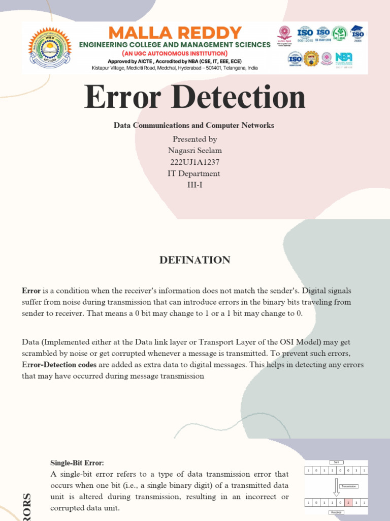 DCCN PPT unit 1_20241112_223343_0000 | PDF | Error Detection And Correction | Data Transmission
