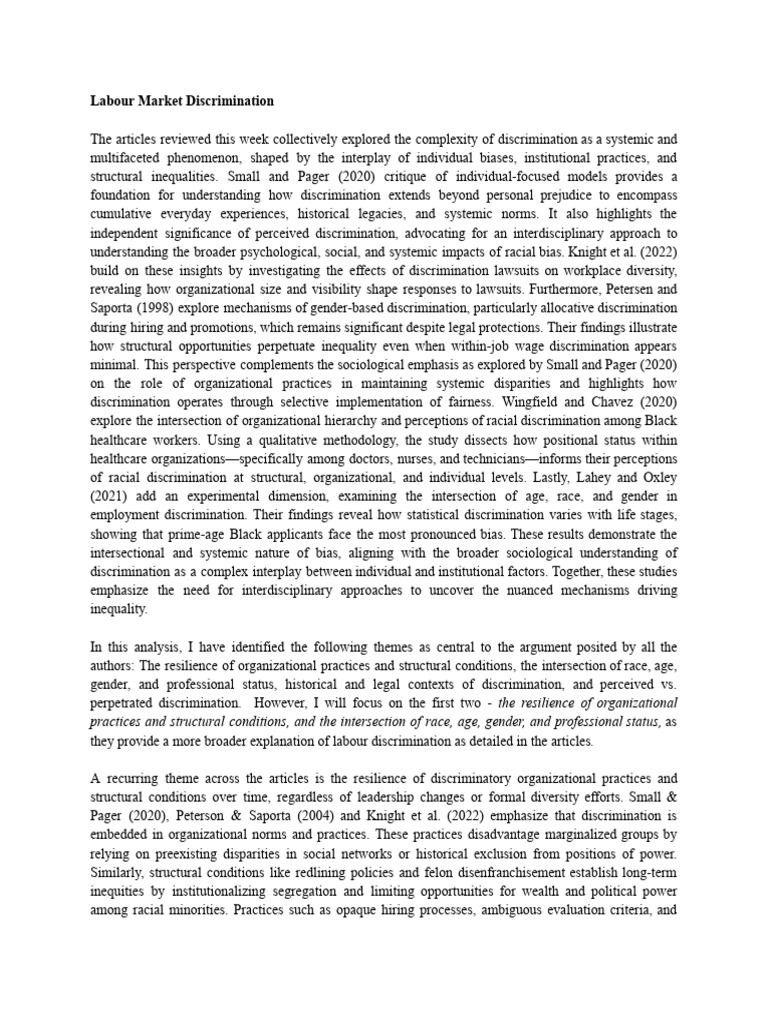 Understanding Labour Market Discrimination | PDF | Employment ...
