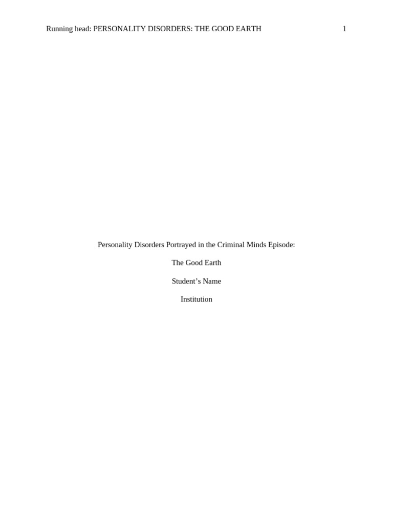 Order #331929903 - Personality Disorders Portrayed in The Criminal ...